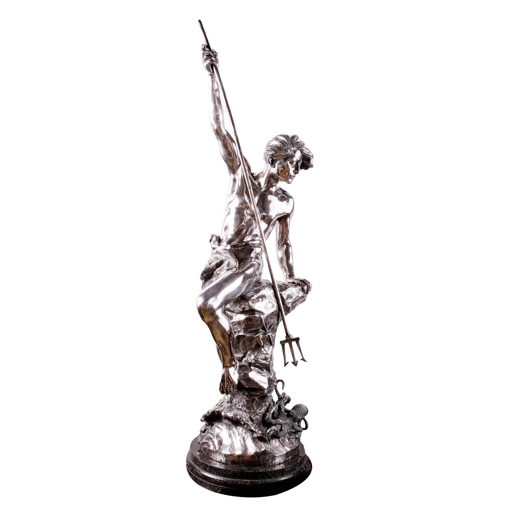Italian Solid Silver Statue of Young Neptune | Nicholas Wells Antiques
