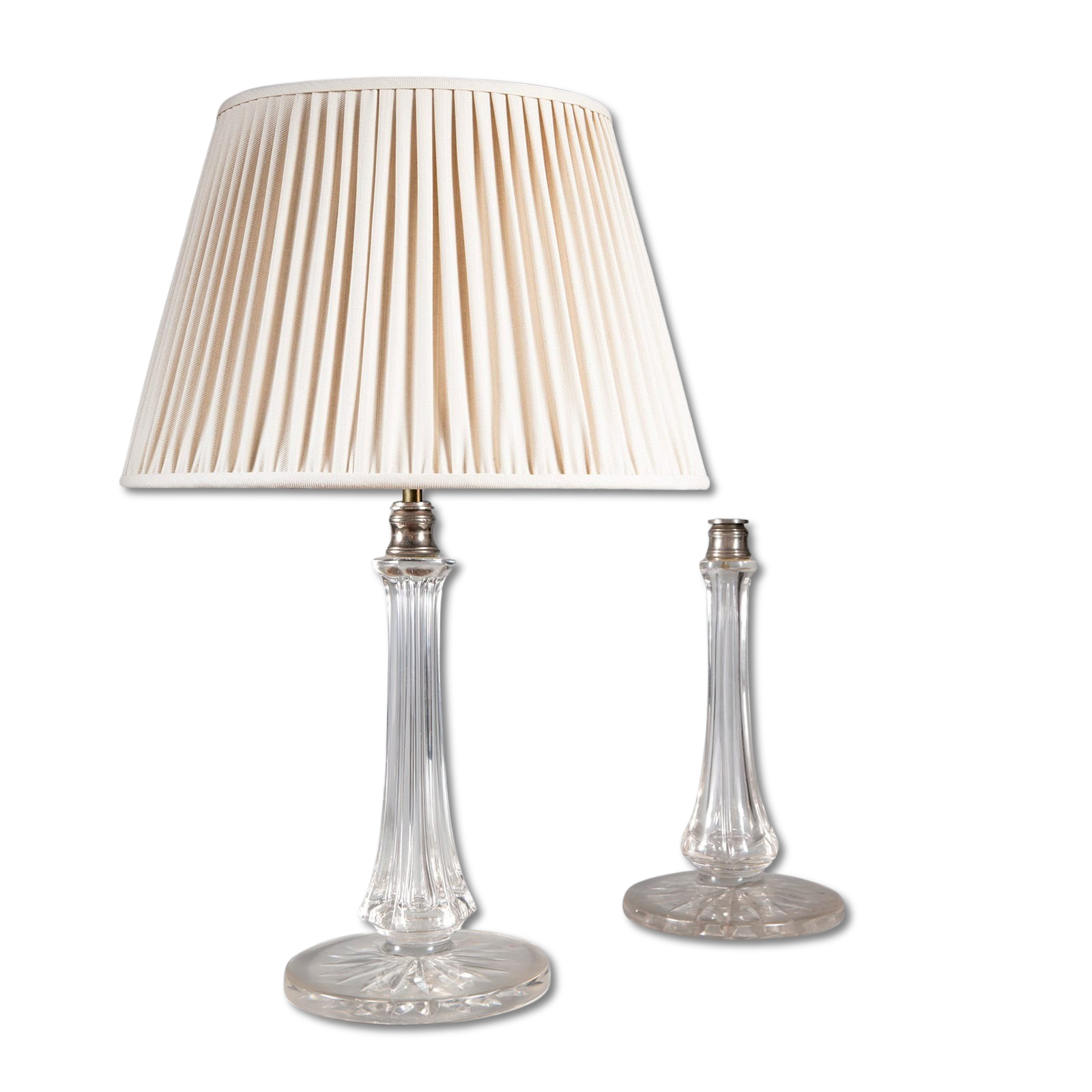 Pair of Clear Glass Column Lamps Discovery - Nicholas Wells Antiques
