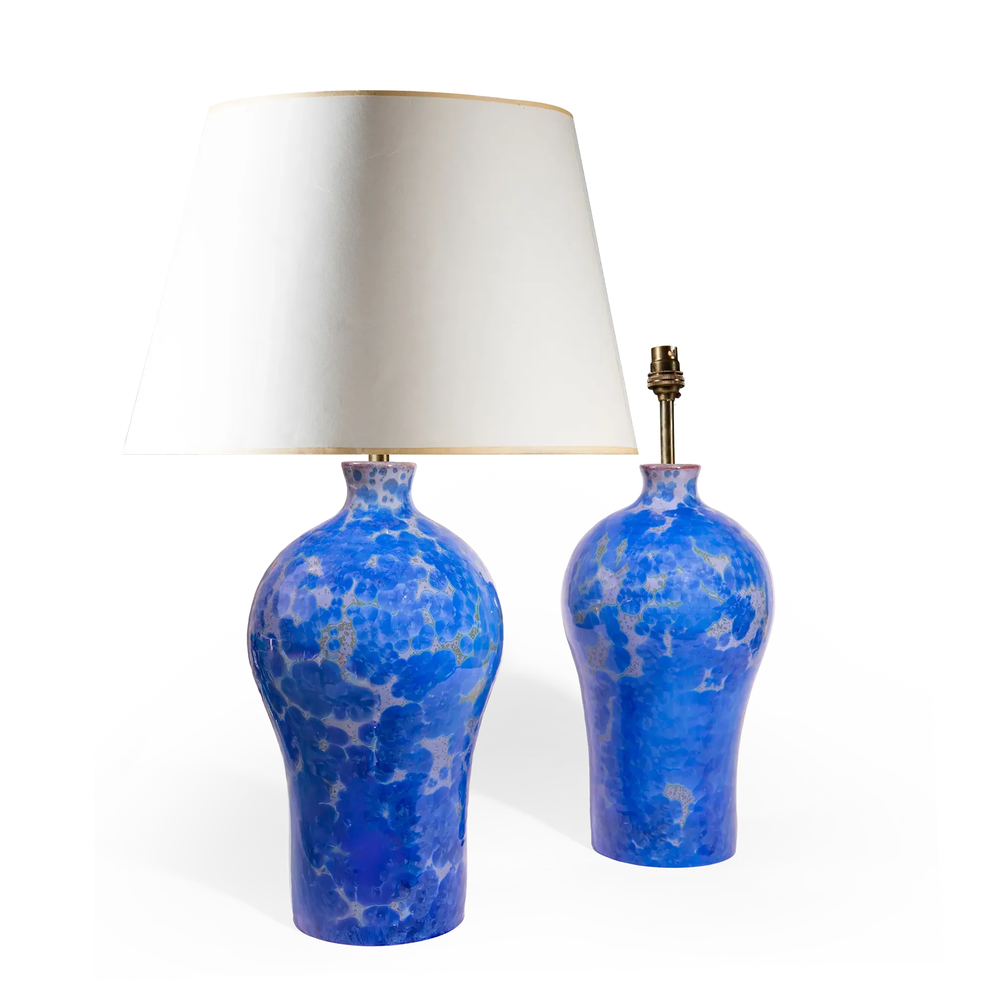 Pair of Blue Crystalline Glazed Vase Lamps - Nicholas Wells Antiques
